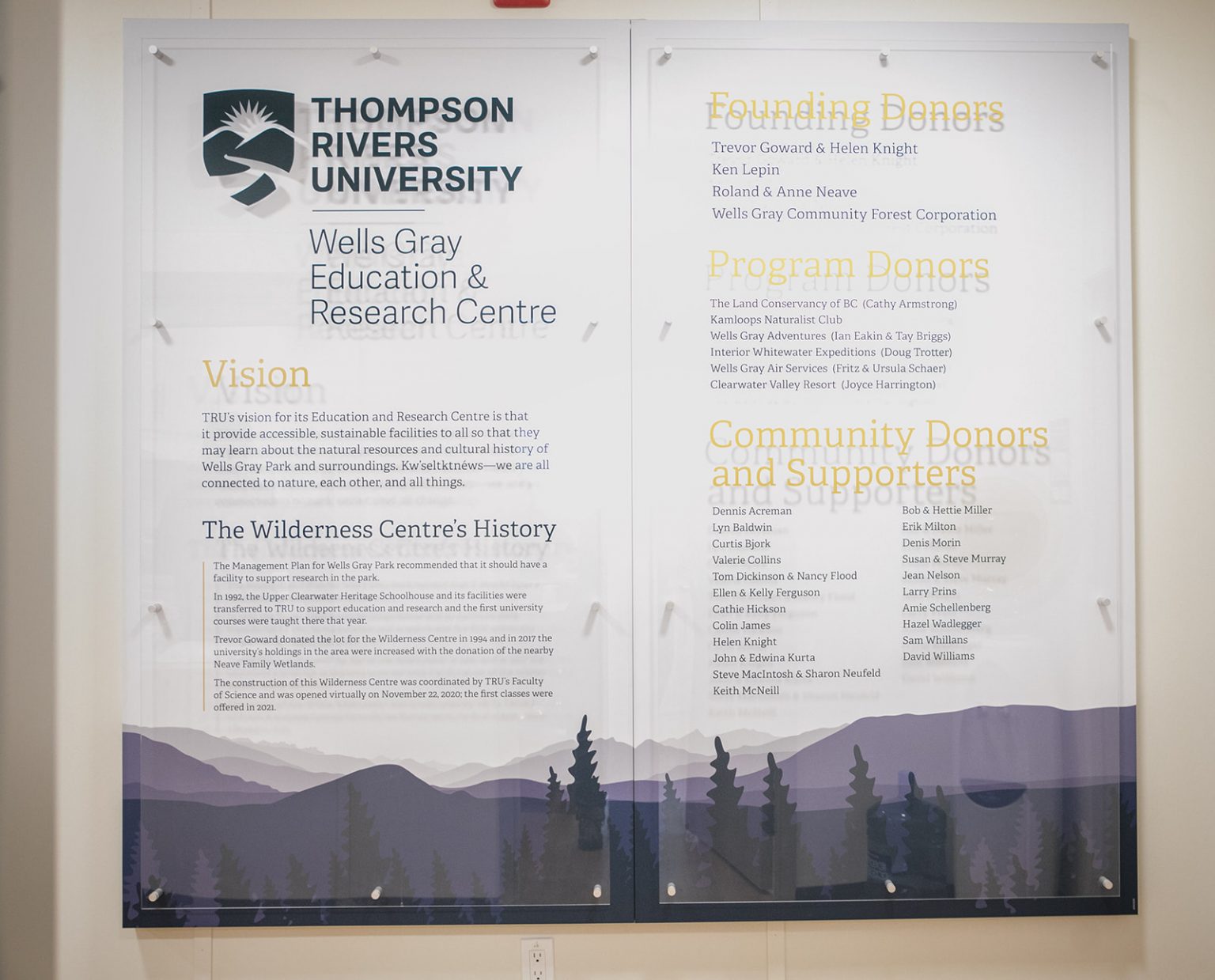 Wells Gray Education and Research Centre supporters recognized – TRU ...
