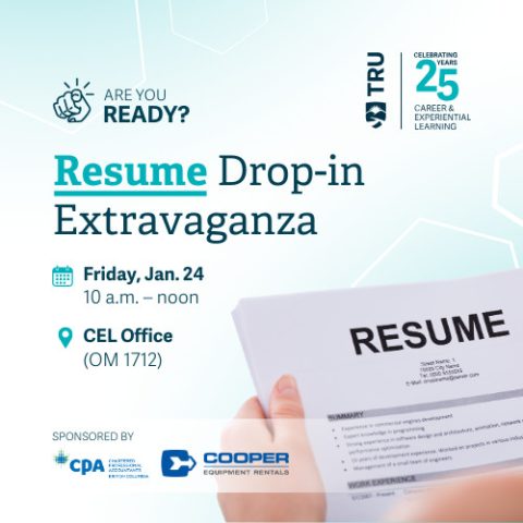 Resume Drop-in Extravaganza – info session – TRU Newsroom
